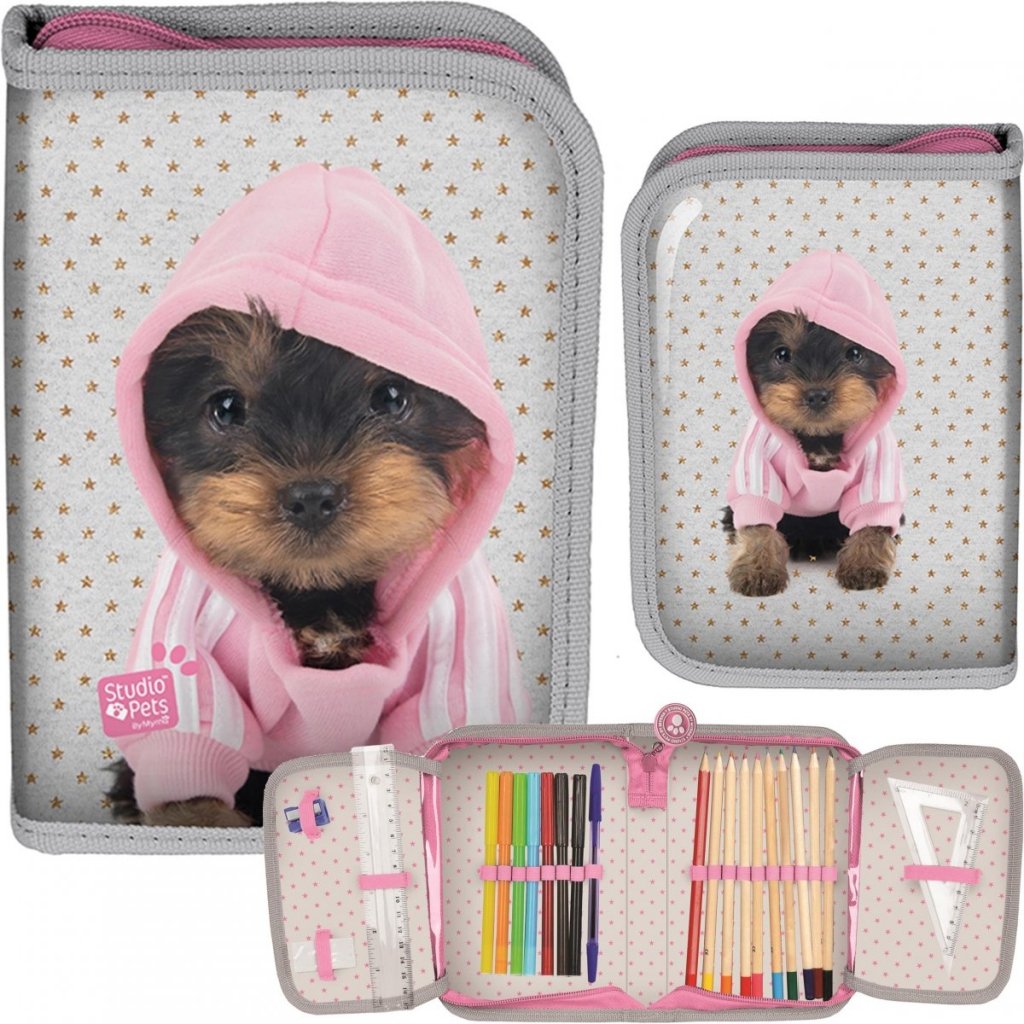 Piesek York Piórnik Dziewczęcy Szkolny z Wyposażeniem [PTJ-001] iplecaki.pl