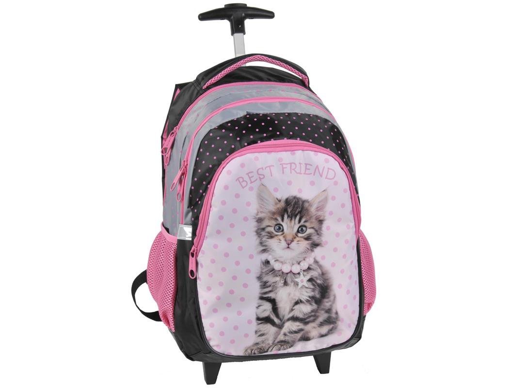 Plecak na Kółkach z Kotkiem Kot Szkolny dla Dziewczyny iplecaki.pl