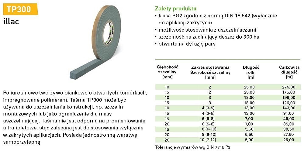 Illbruck TP300 10/2 25m taśma rozprężna uszczelka