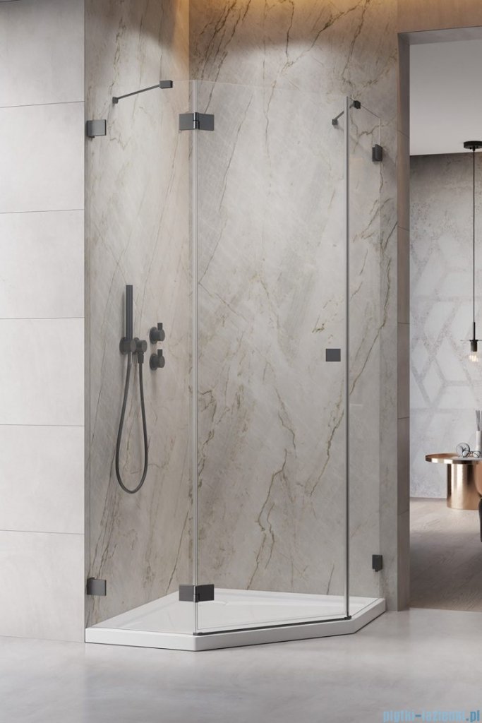 Radaway Essenza Pro Brushed GunMetal Ptj kabina pięciokątna 80x80 lewa ...