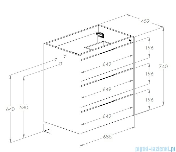Roca Alpine szafka 68x45x74 cm JASNY DĄB A857867464 - plytki-lazienki