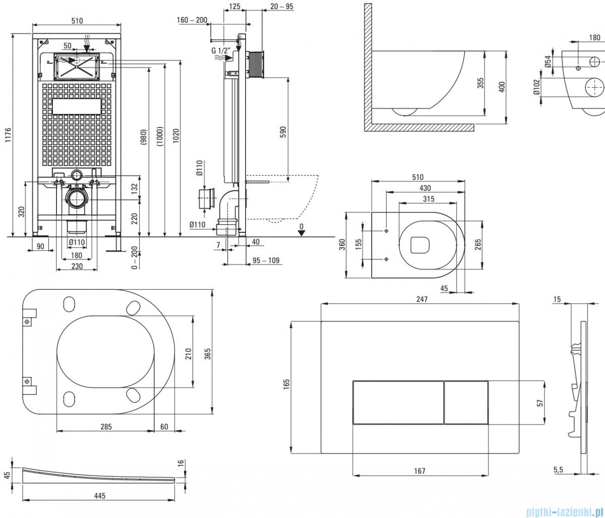 Deante Peonia Zero podtynkowy zestaw WC z miską + deską wolnoopadającą ...