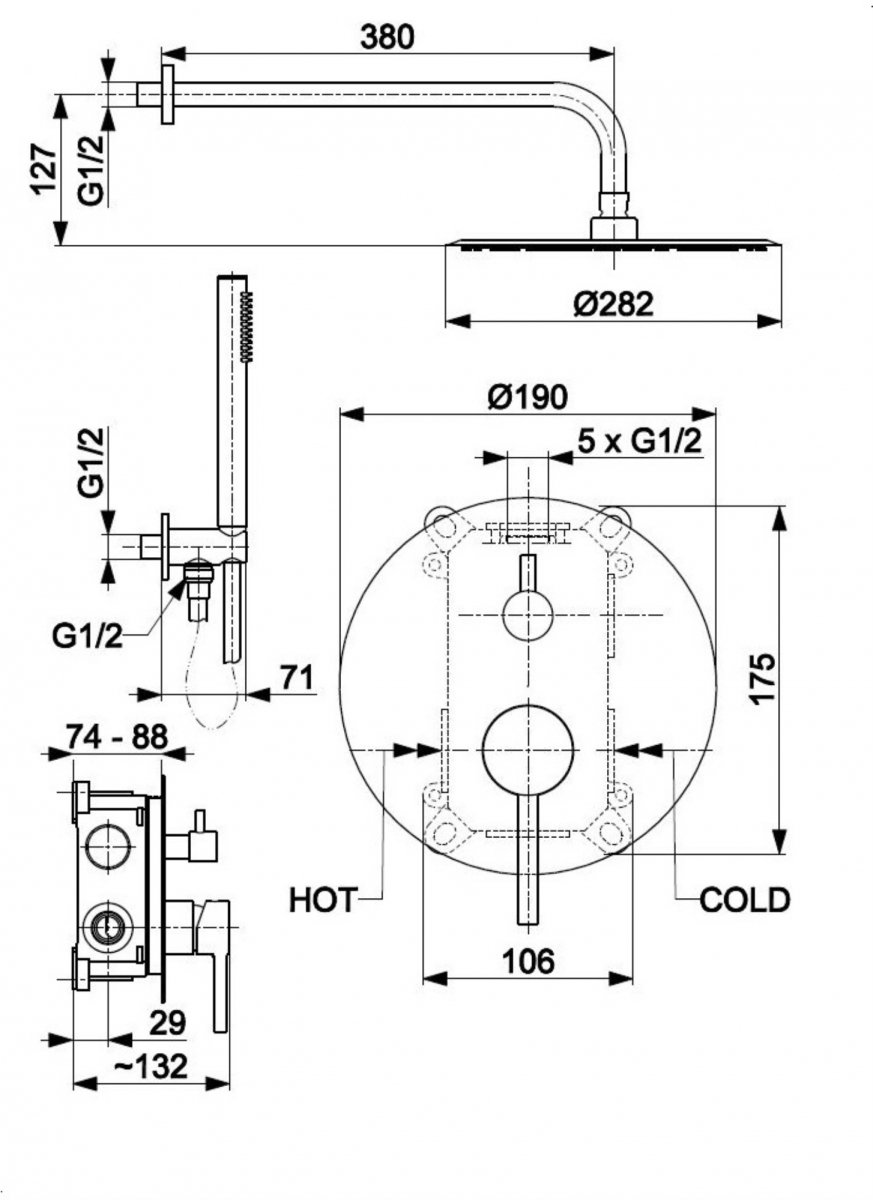 ARMATURAKRAKÓW KFA Zestaw prysznicowy podtynkowy MOZA BRUSHED ROSE GOLD ...