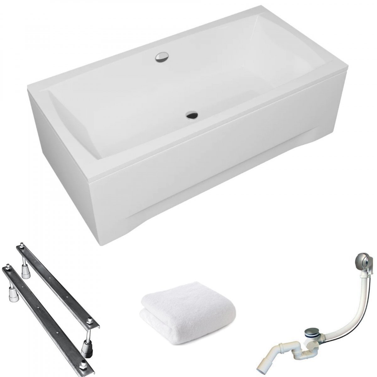 Polimat Wanna prostokątna 140x70 Apri + biała obudowa + syfon - 140x70 ...
