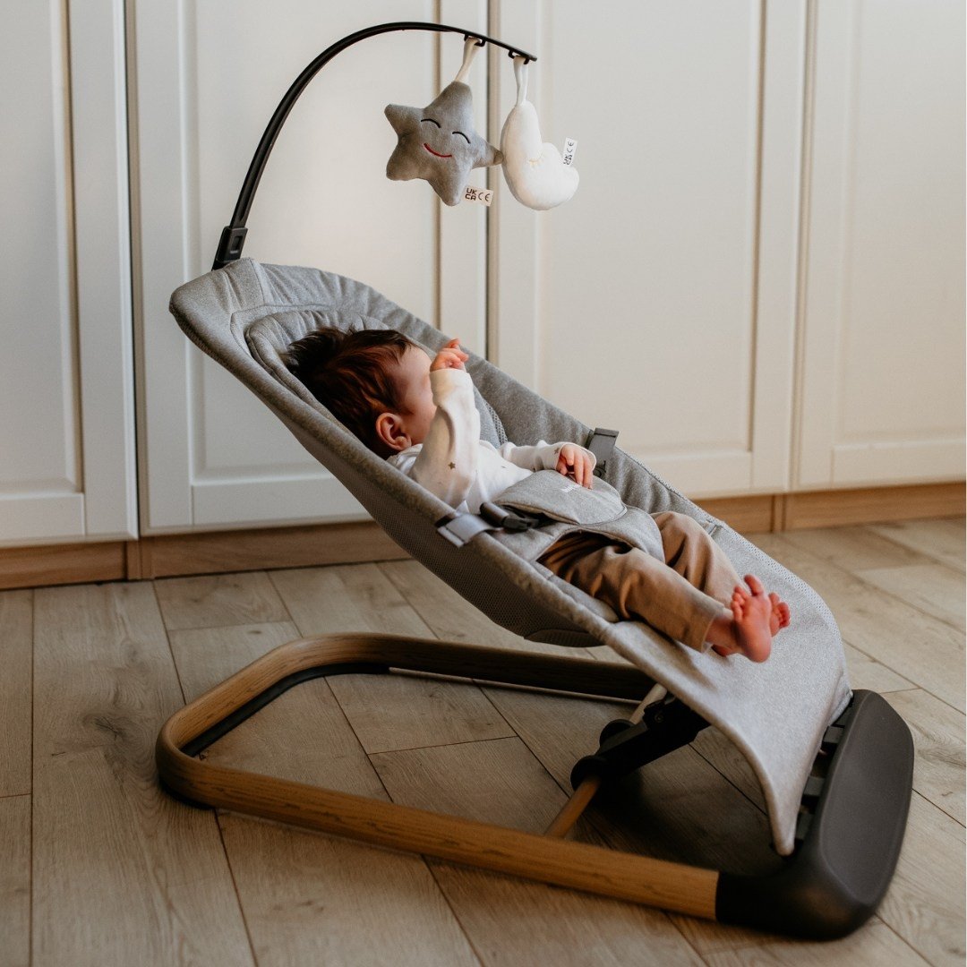 Leżaczek bujaczek 2w1 z wkładką Moby-System LILY – szary - Łóżeczka i ...