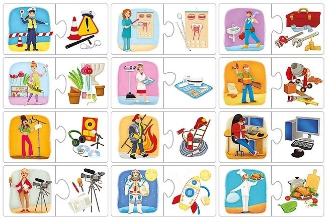 Zawody i Atrybuty Puzzle Edukacyjne Gra Układanka Adamigo 3+