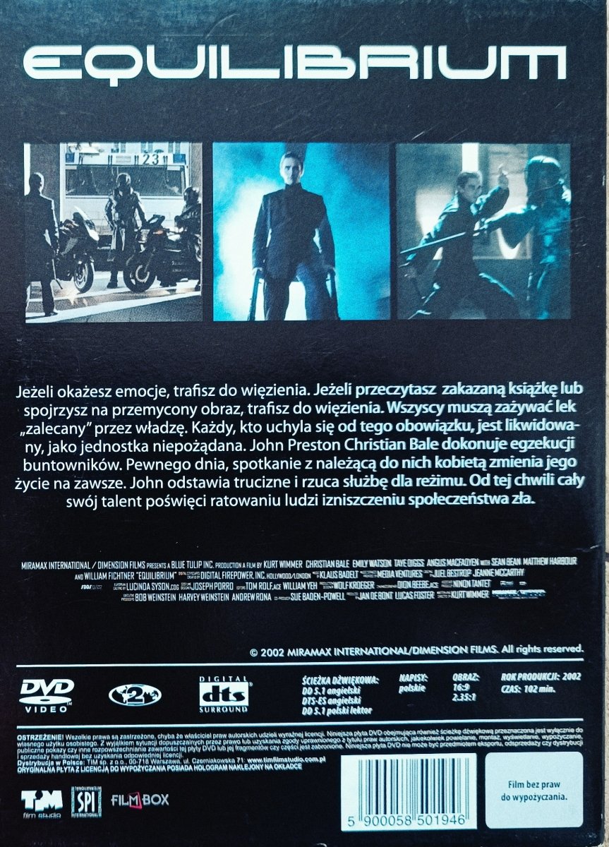 Kurt Wimmer Equilibrium DVD