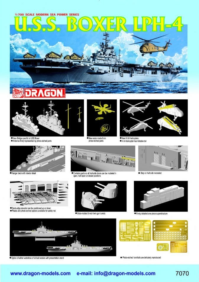 Dragon 7070 U.S.S. Boxer LPH-4 1 700 - scale 1:700 - Civilian, military ...