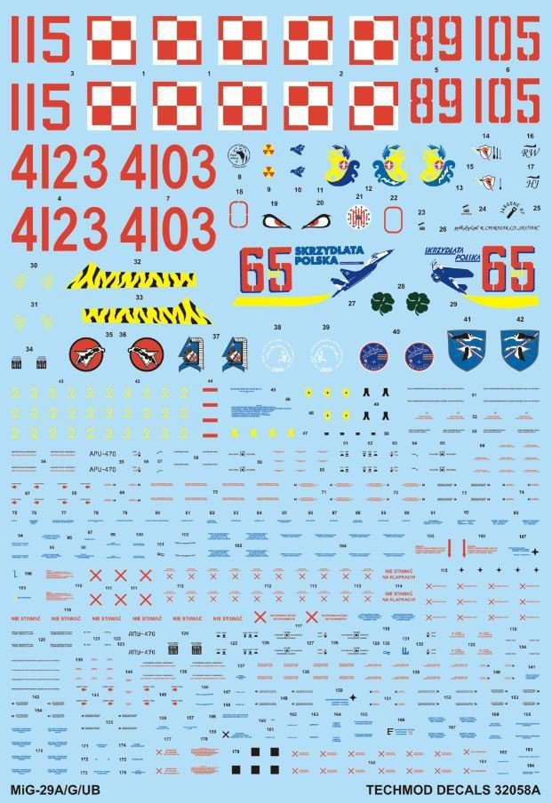 Techmod 32058 Mig-29A G UB (1:32) - Skala 1:32 - Aviation Decals- lotnictwo - Techmod - Decals ...