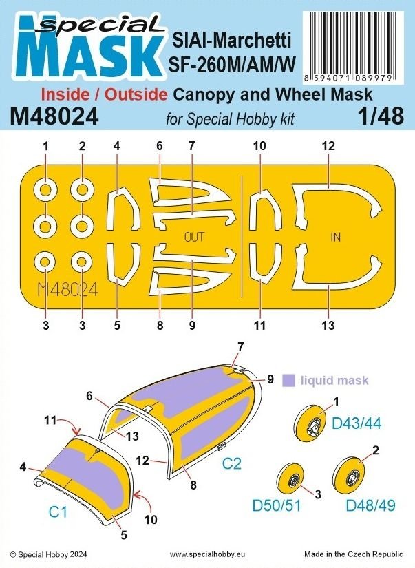 Special Hobby M48024 SIAI-Marchetti SF-260M AM W Inside Outside Canopy ...