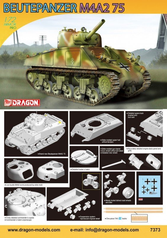 Dragon 7373 Beutepanzer M4A2 75 (1:72) - 1939-1945 - 1 72 - Military ...
