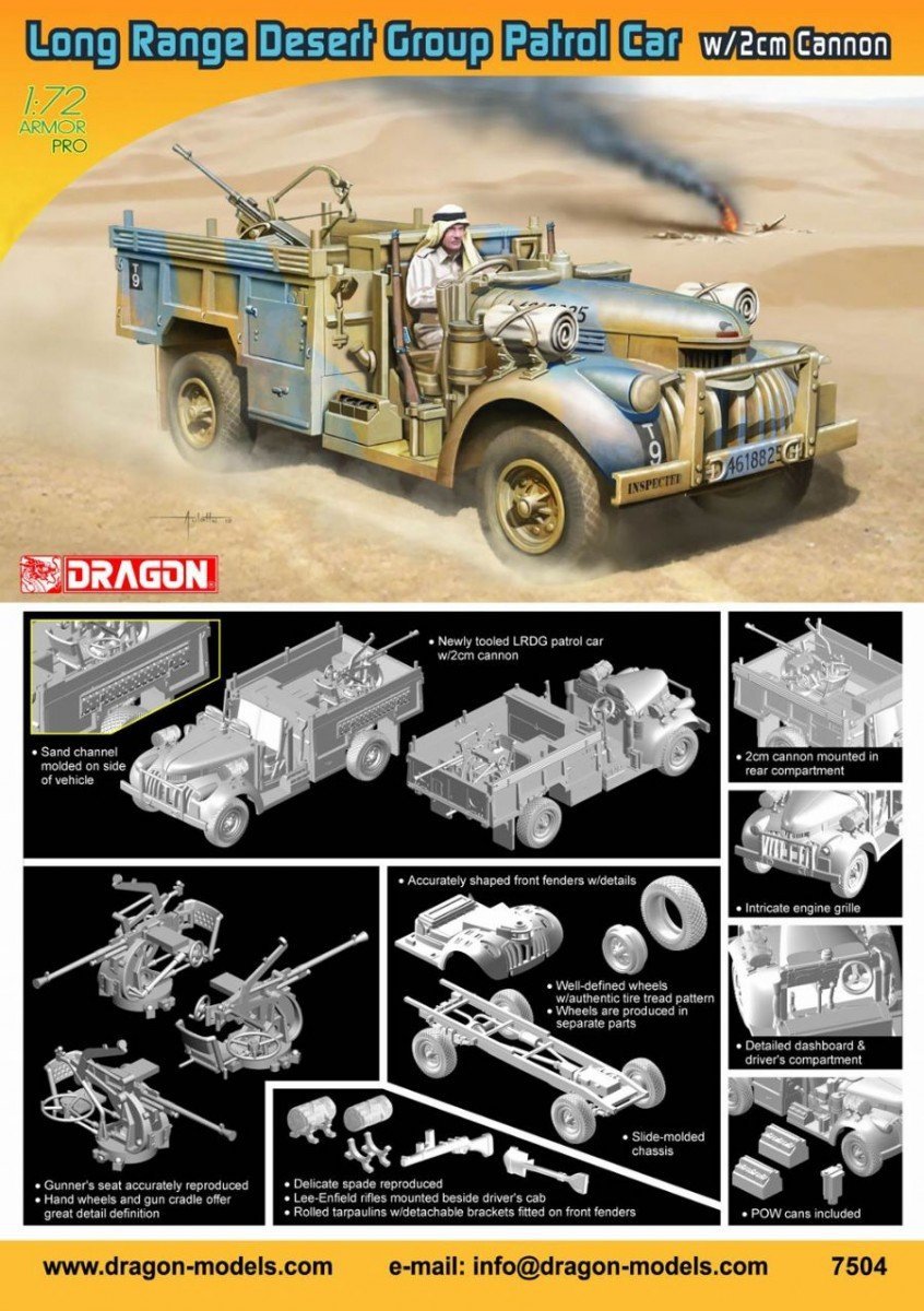 Dragon 7504 Long Range Desert Group Patrol Car with 2cm Cannon (1:72 ...