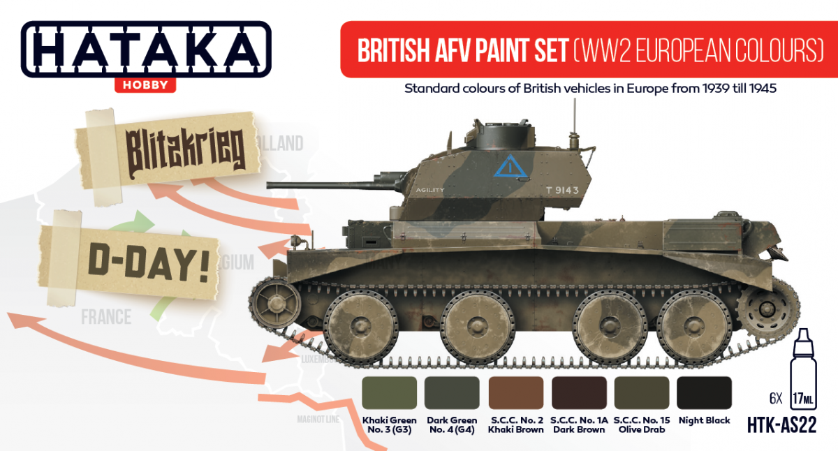 Hataka HTK-AS22 British AFV paint set (WW2 European colours) (6x17ml ...