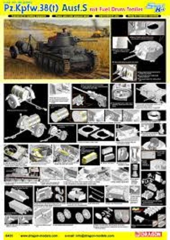 Dragon 6435 Pz.Kpfw.38(t) Ausf.S mit Fuel Drum Trailer (1:35) - Tanks ...