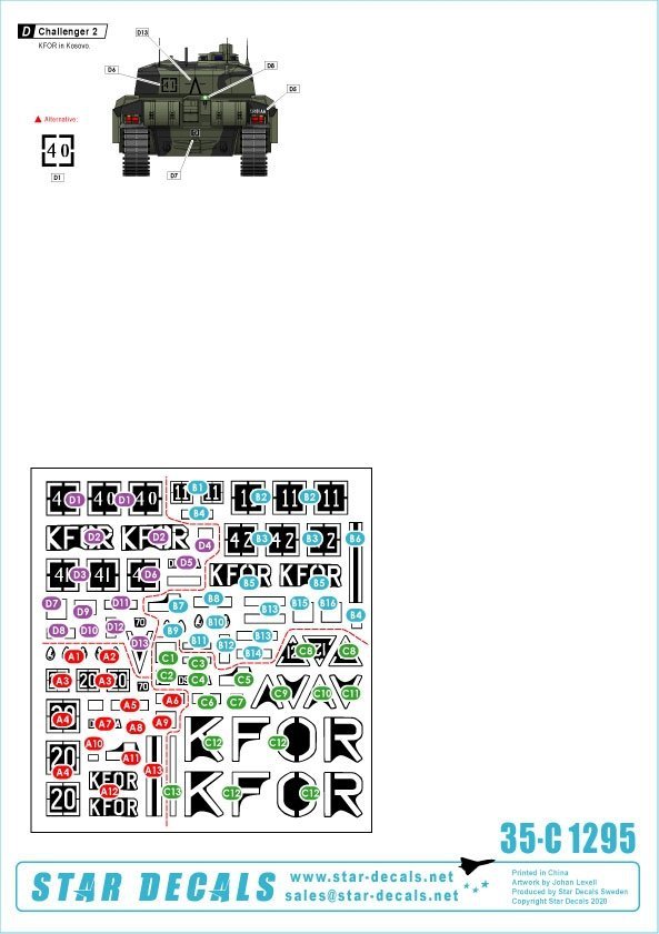 Star Decals 35-C1295 British Challenger 2 in Kosovo. KFOR markings 1 35 ...