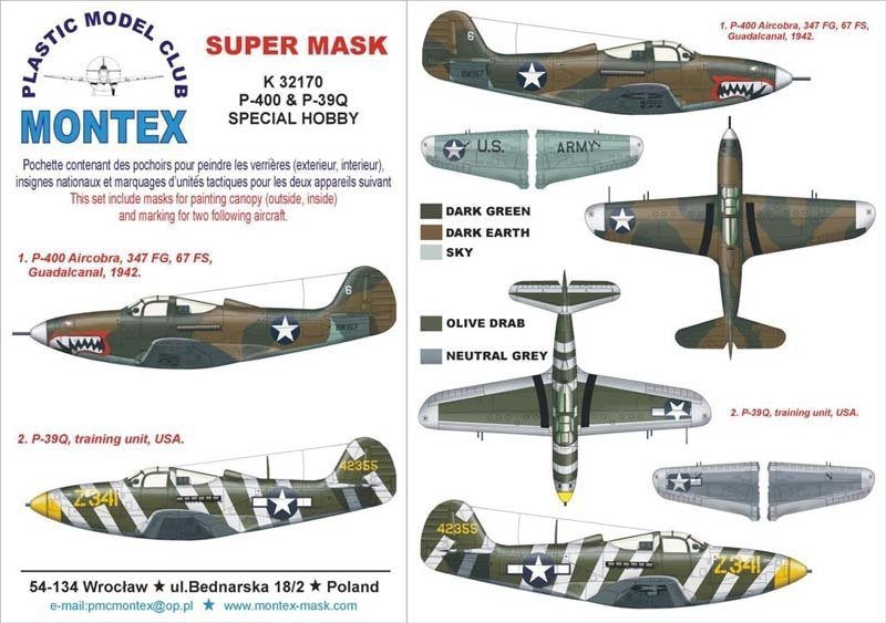 Montex K32170 P-40 P-39 AIRCOBRA 1 32 - scale 1:32 - Super Mask ...