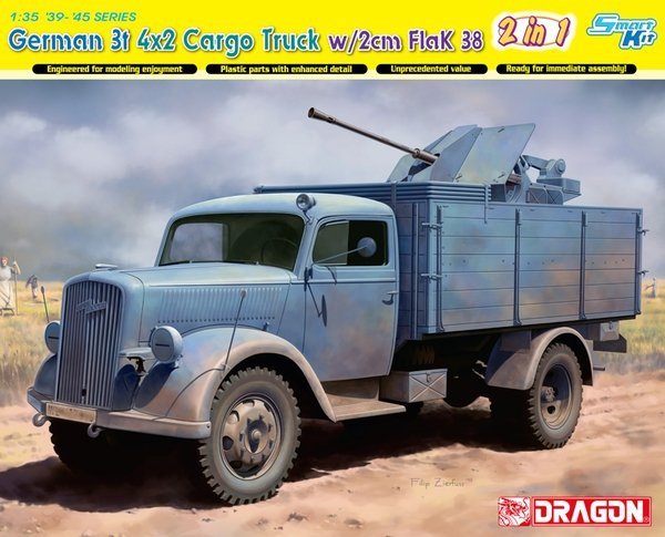 Dragon 6828 German 3t 4x2 Truck w 2cm FlaK 38 (2 in 1) 1 35 - Cars and ...