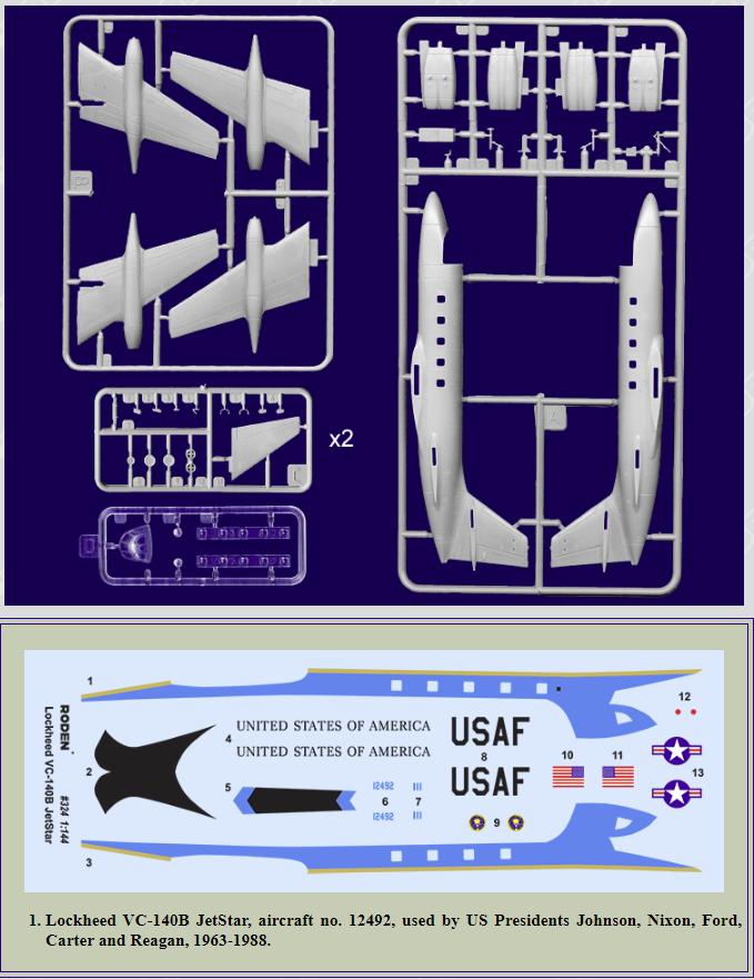 Roden 324 Lockheed VC-140B JetStar 1 144 - 1:144 - Civil aircraft