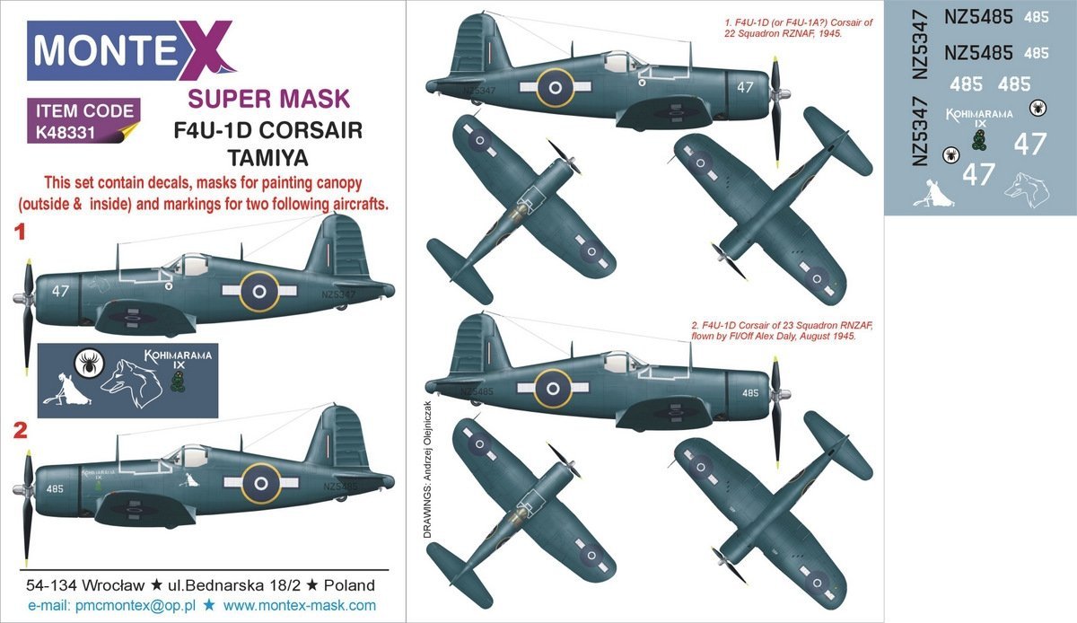 Montex K48331 F4U-1D CORSAIR 1 48 - scale 1:48 - Super Mask - Montex ...