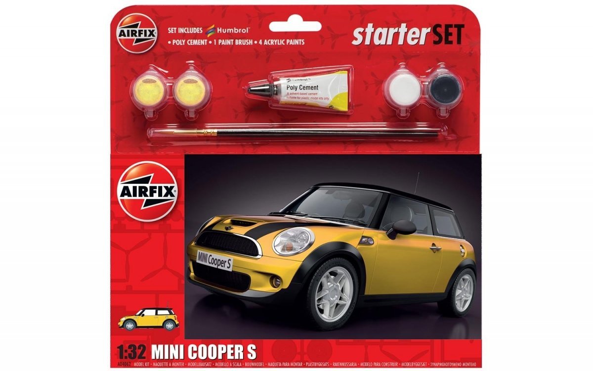 Airfix 55310A MINI Cooper S Starter Set - Yellow 1 32 - 1:32 - Car models