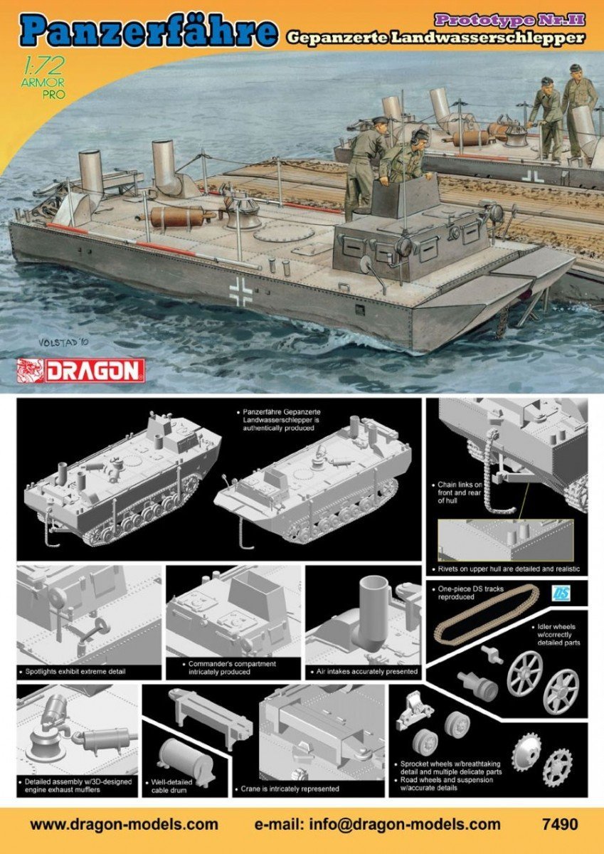Dragon 7490 Panzerfahre Gepanzerter Landwasserschlepper Prototype Nr.II ...