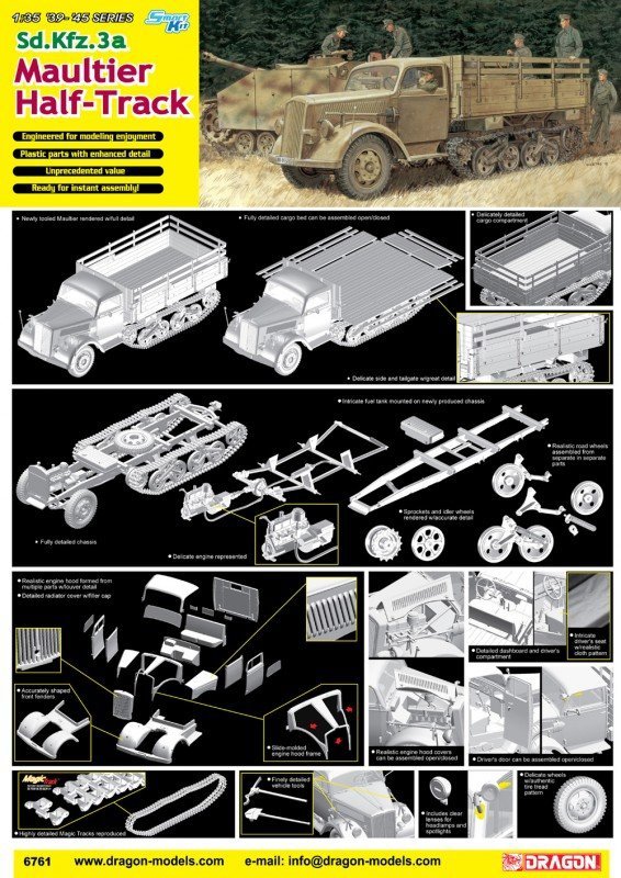 Dragon 6761 Sd.Kfz.3a Maultier Half Track (1:35) - Tracked transporters ...
