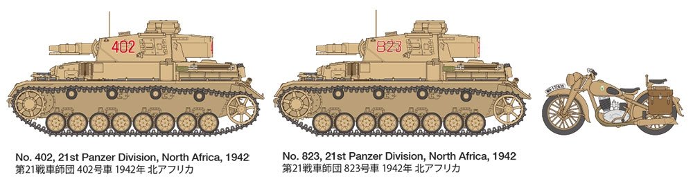 Tamiya 25208 Panzerkampfwagen IV Ausf F. & Motorcycle North Africa 1 35 ...