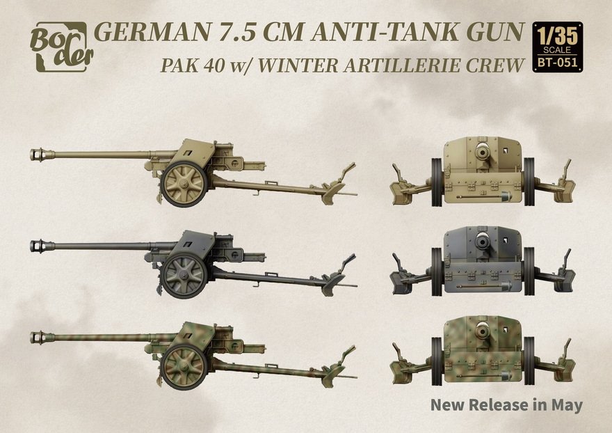 Border Model BT-051 German 7.5cm Anti-Tank Gun PaK 40 w Winter ...