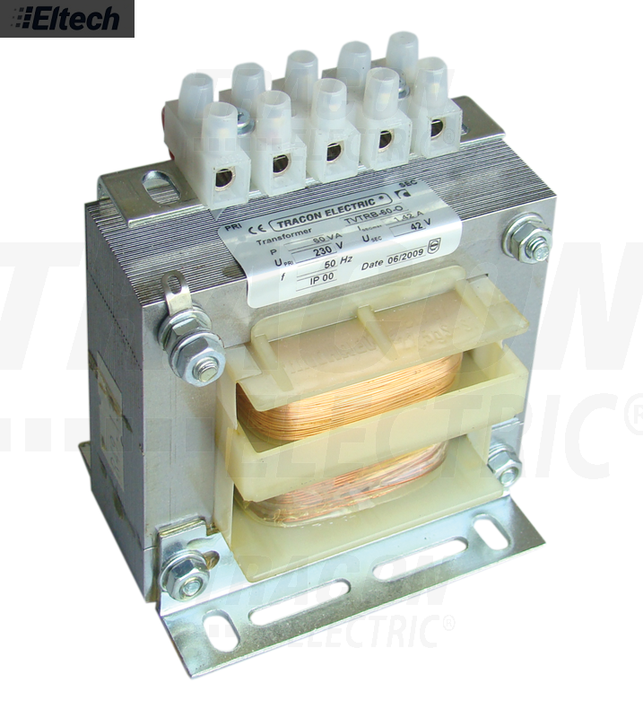 Transformator bezpieczeństwa, jednofazowy 230V / 42V, 60VA TVTRB-60-O - ELTECH Poznań