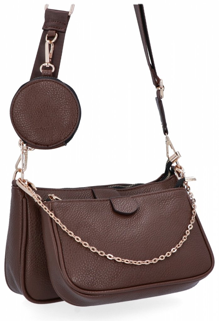 Torebki Listonoszki Na Łańcuszku 2w1 firmy Herisson 1652H2023-73 Czekoladowa - Panitorbalska.pl