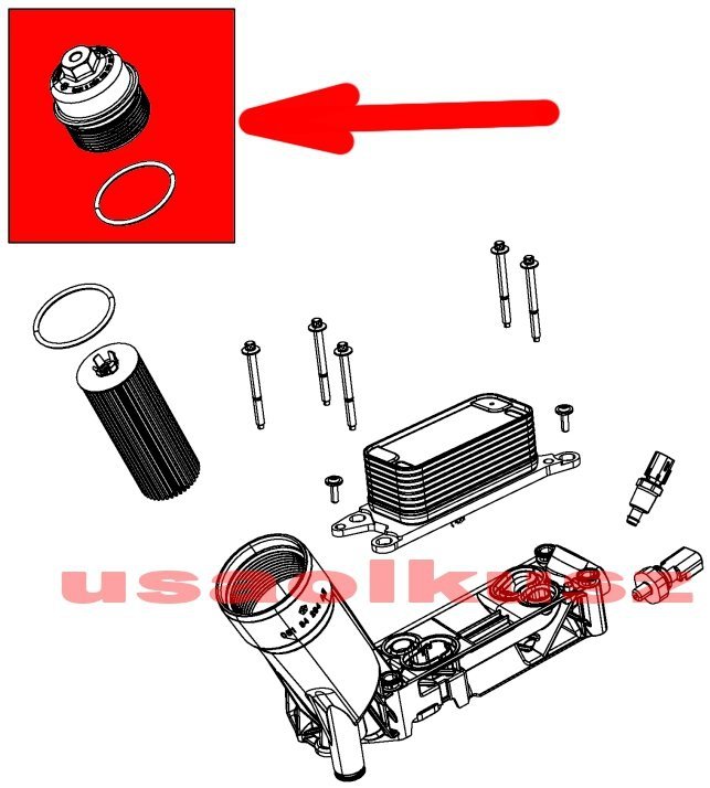 Górna część zakrętka obudowy filtra oleju RAM 1500 3,6 V6 2013 - SILNIK ...