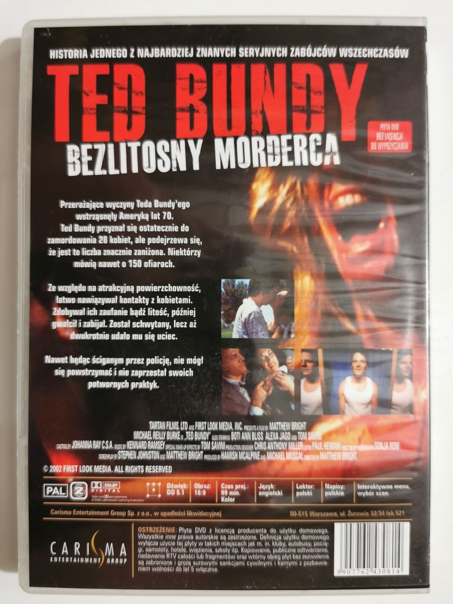 DVD. TED BUNDY BEZLITOSNY MORDERCA - Fabularne i seriale - Filmy ...