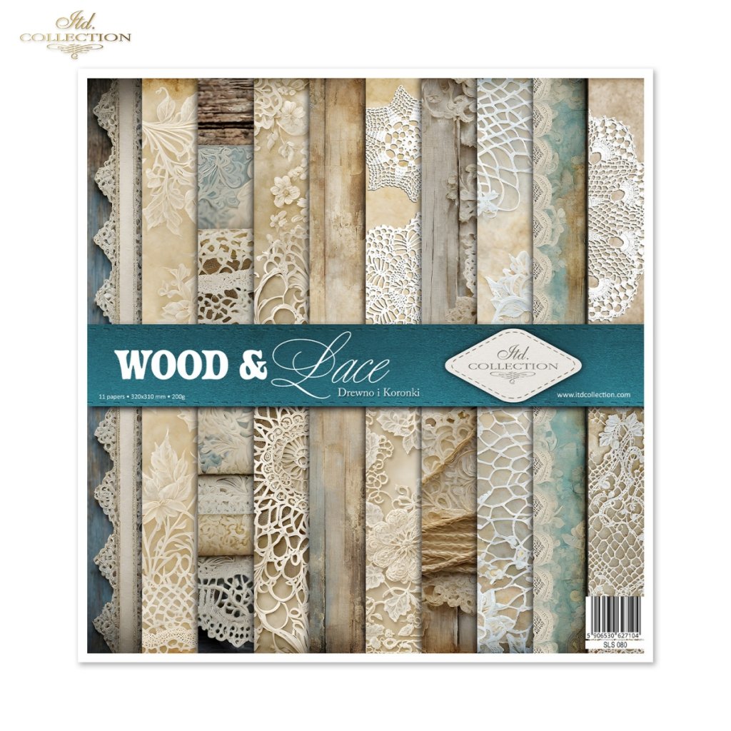 Set of scrapbooking papers - SLS-080 Wood & Lace * Wood, lace, boards ...