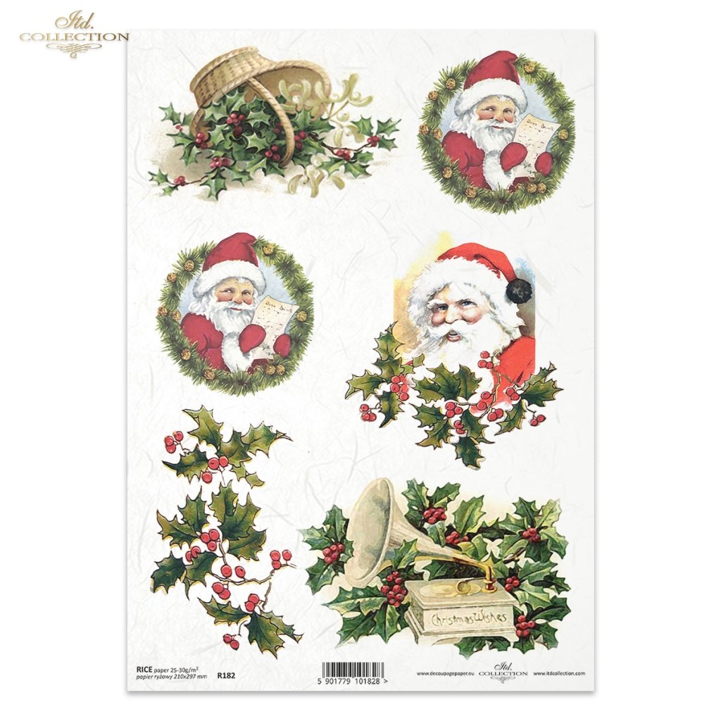 Rice paper R182 Christmas motifs, decorations, Santa Claus