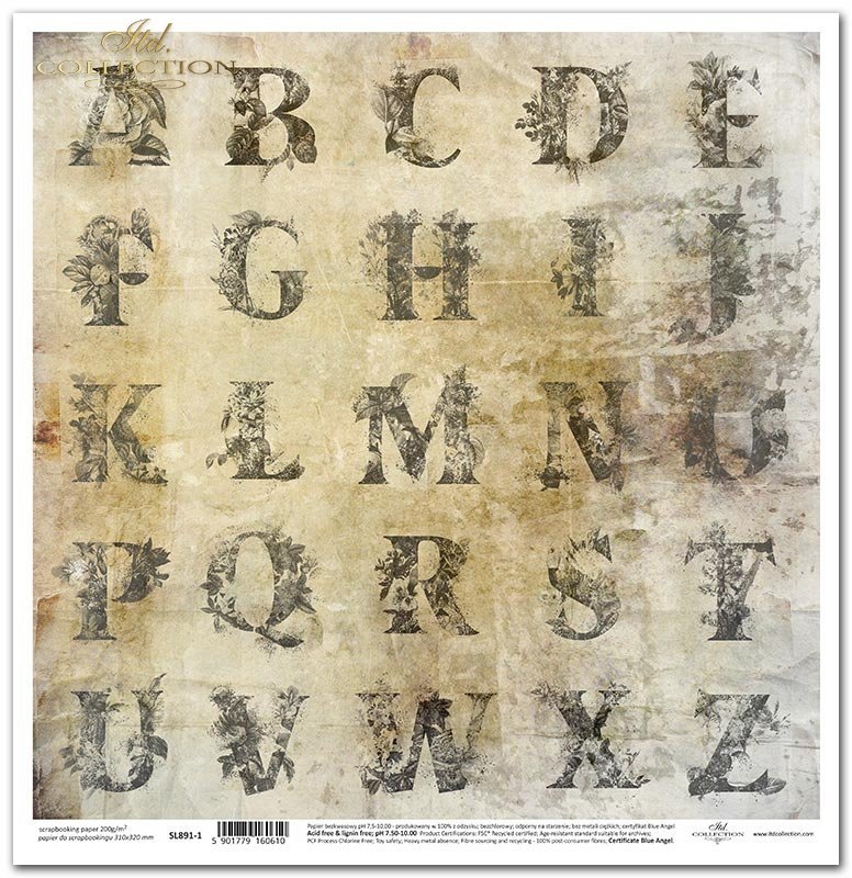 scrapbooking paper SL891-1 * Series - Secrets Old Journal - sepia, old ...