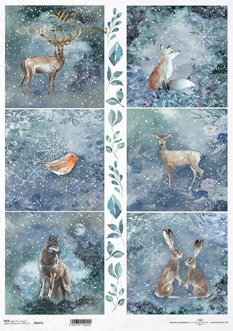 Rice paper A3 R0477L - Christmas in blue * Christmas, Christmas Eve ...