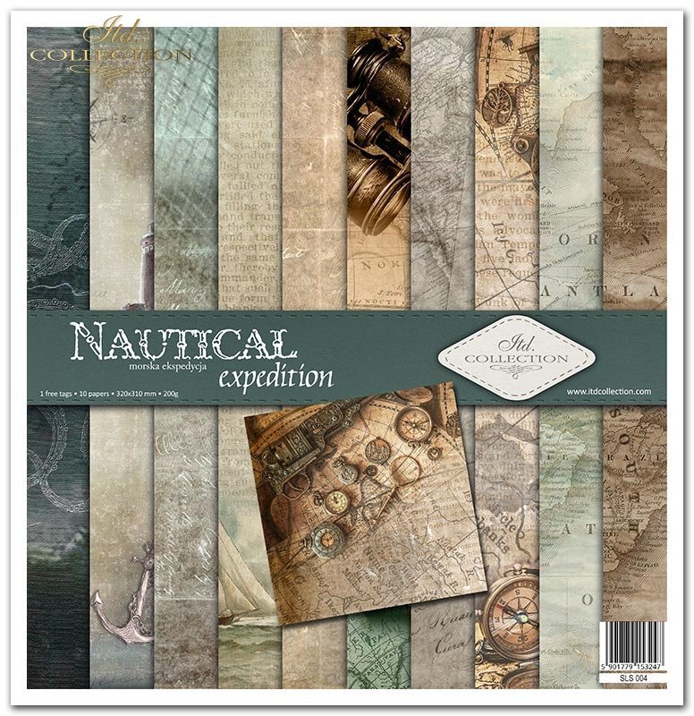 Set of scrapbooking papers - SLS-004 Collection 'Nautical Expedition ...