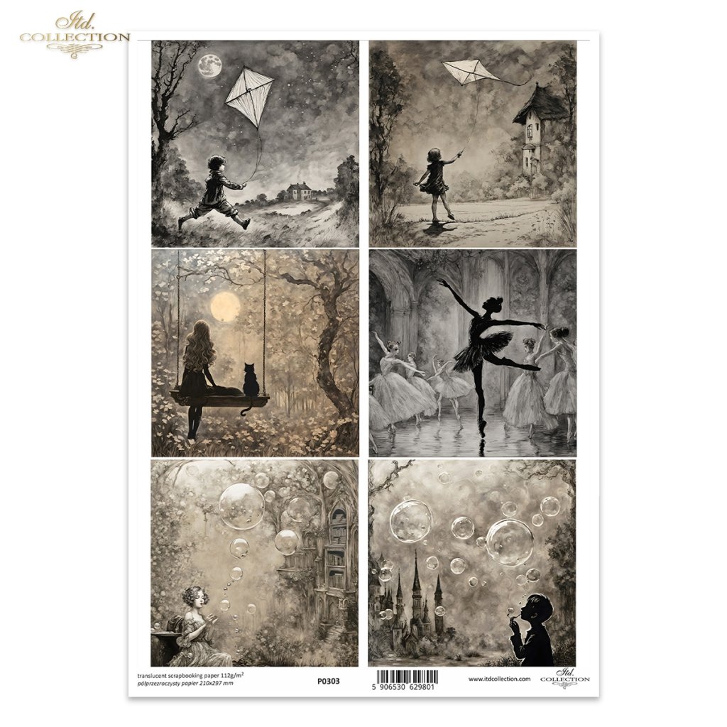 translucent scrapbooking paper P0303 * fairy tale characters ...