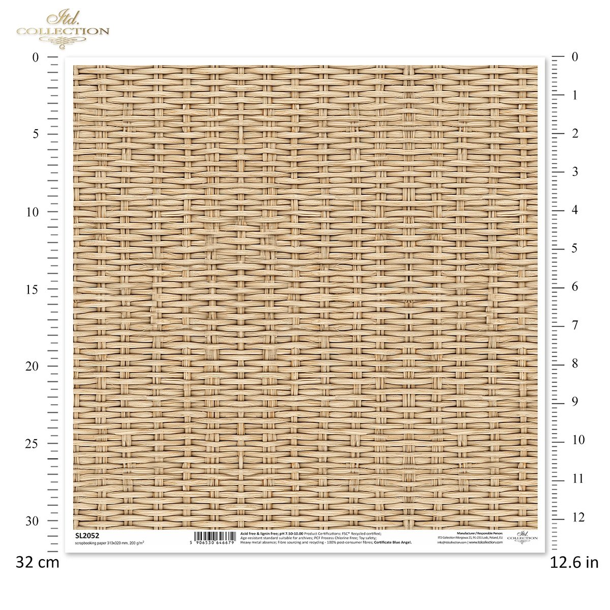 Papier für Scrapbooking SL2052 * Naturgeflecht, Boho-Stil, Rattan ...