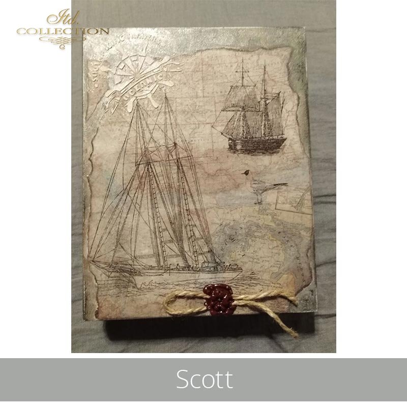 Rice paper A3 R253L - map, sailing ship, nautical motifs