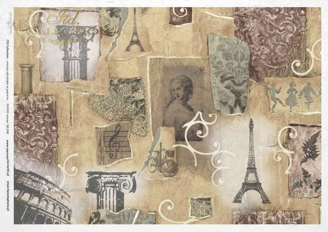 Rice paper R008 - decoupage paper Eiffel Tower, Paris, Vintage