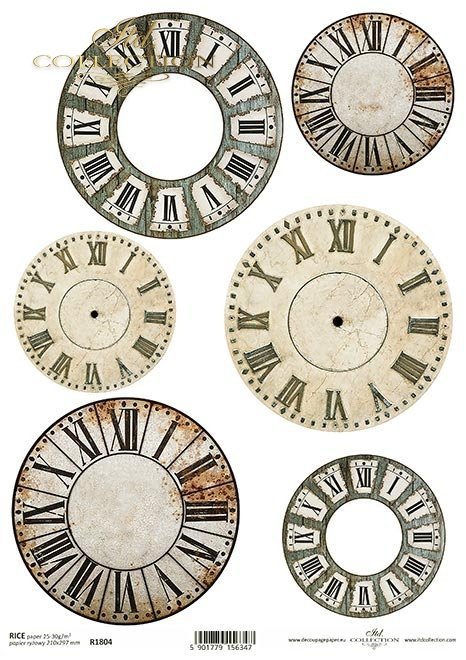 Rice paper R1804 - Dials, retro dials, dials with Roman numerals