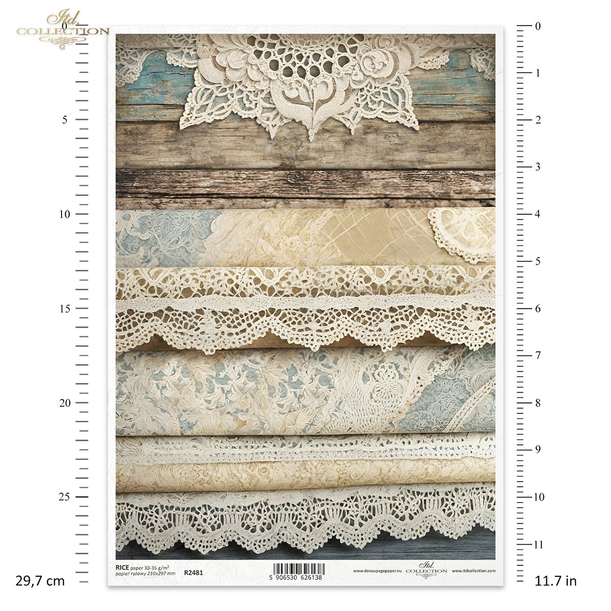 Rice paper R2481 * wood, lace, boards, rustic style